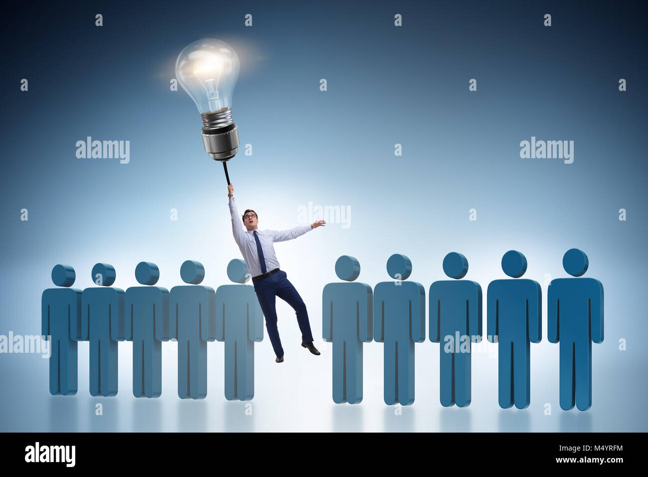 Businessman in career promotion concept Stock Photo - Alamy