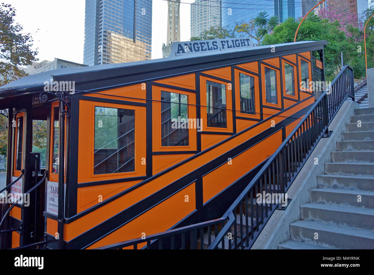 View of the Angels Flight, a landmark narrow gauge funicular railway in ...
