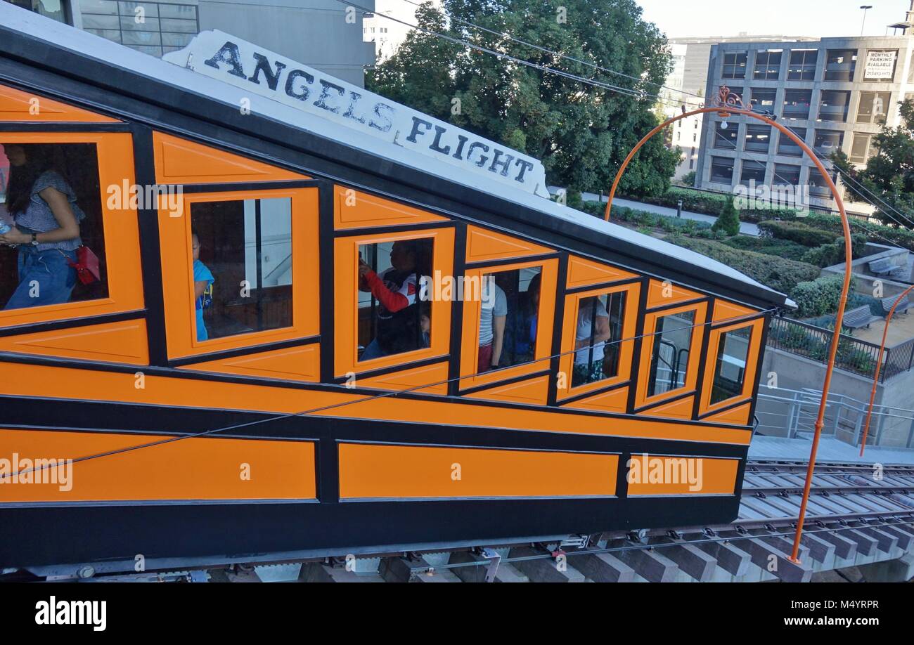 View of the Angels Flight, a landmark narrow gauge funicular railway in ...