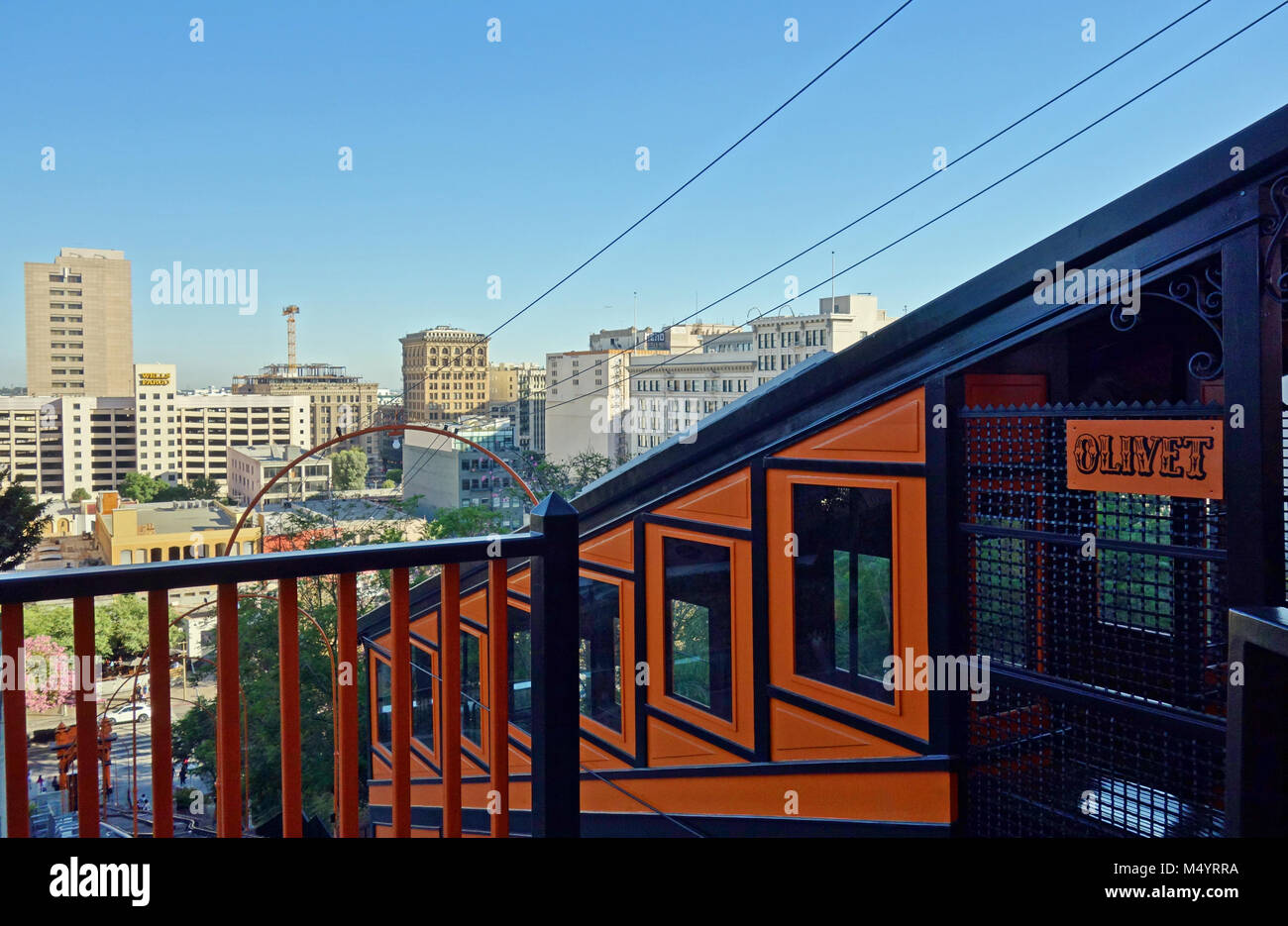 View of the Angels Flight, a landmark narrow gauge funicular railway in ...