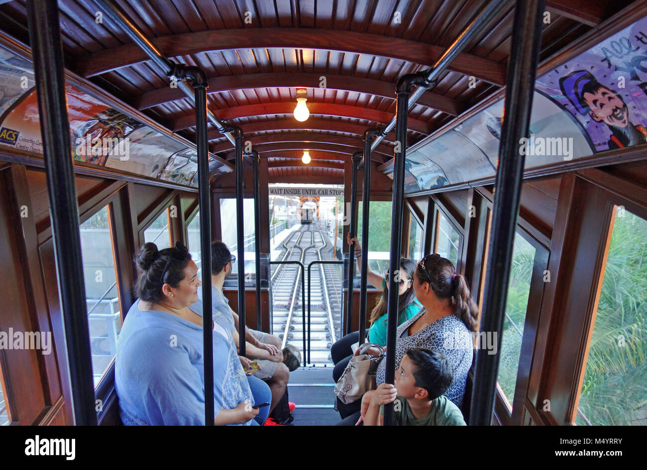 View of the Angels Flight, a landmark narrow gauge funicular railway in ...