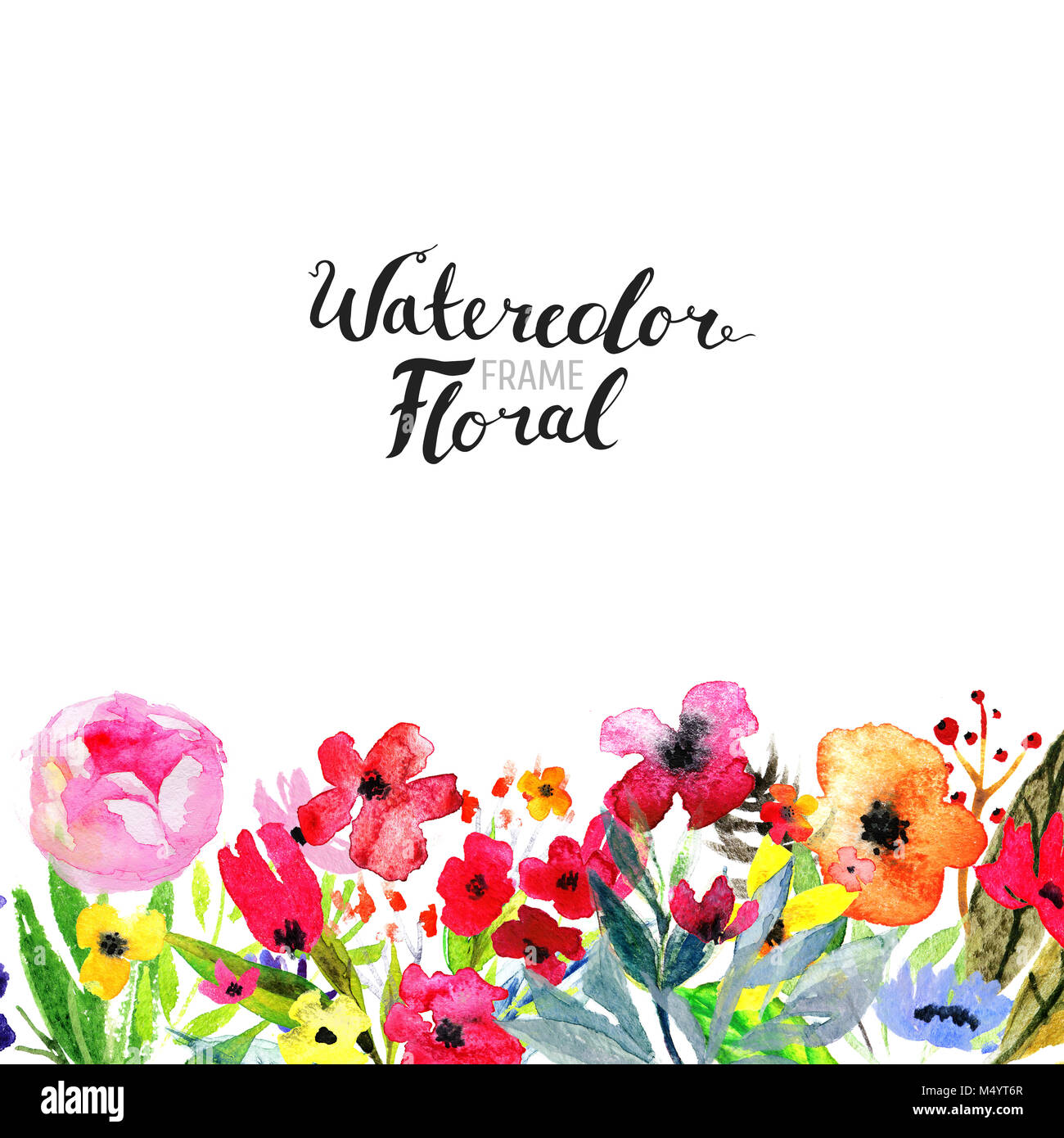 Watercolor Flower Border Stock Photo - Alamy