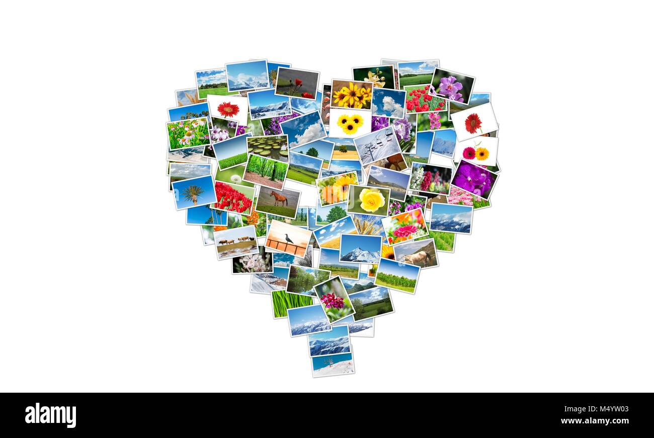 Heart shape made of nature photos Stock Photo - Alamy