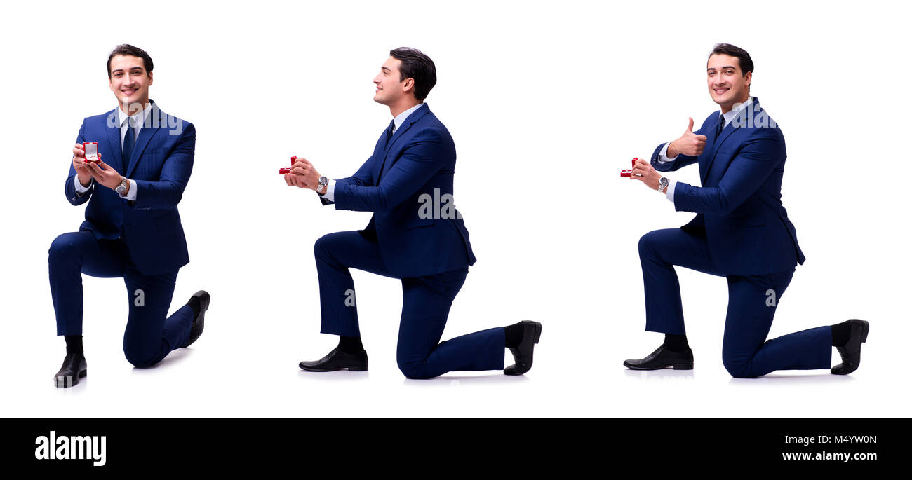 Romantic concept with man making marriage proposal Stock Photo - Alamy