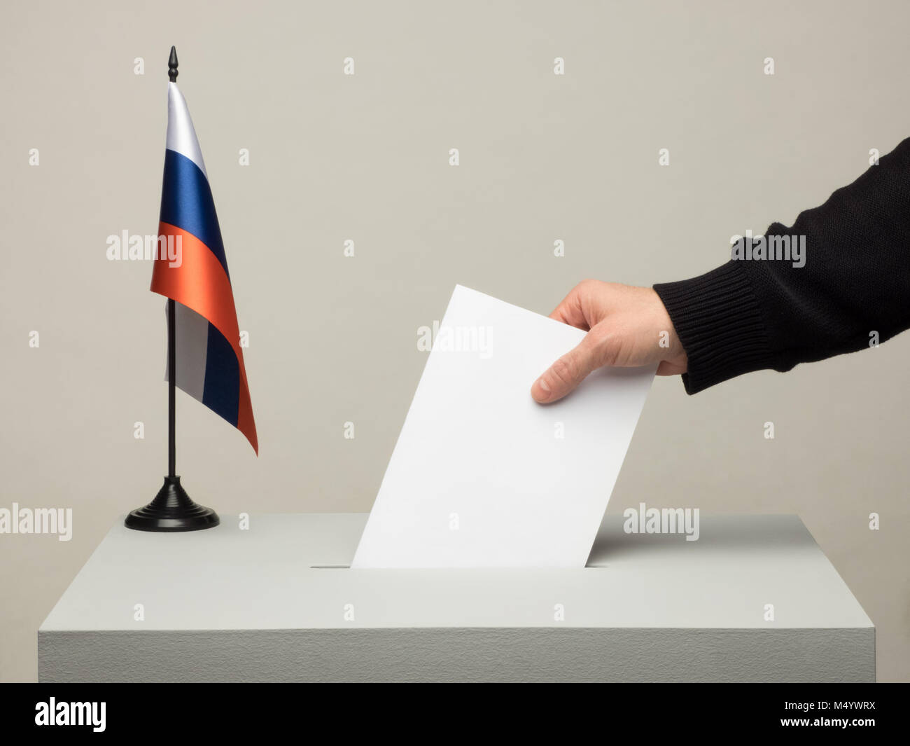 Ballot box with national flag of Russia. Presidential election in 2018 ...
