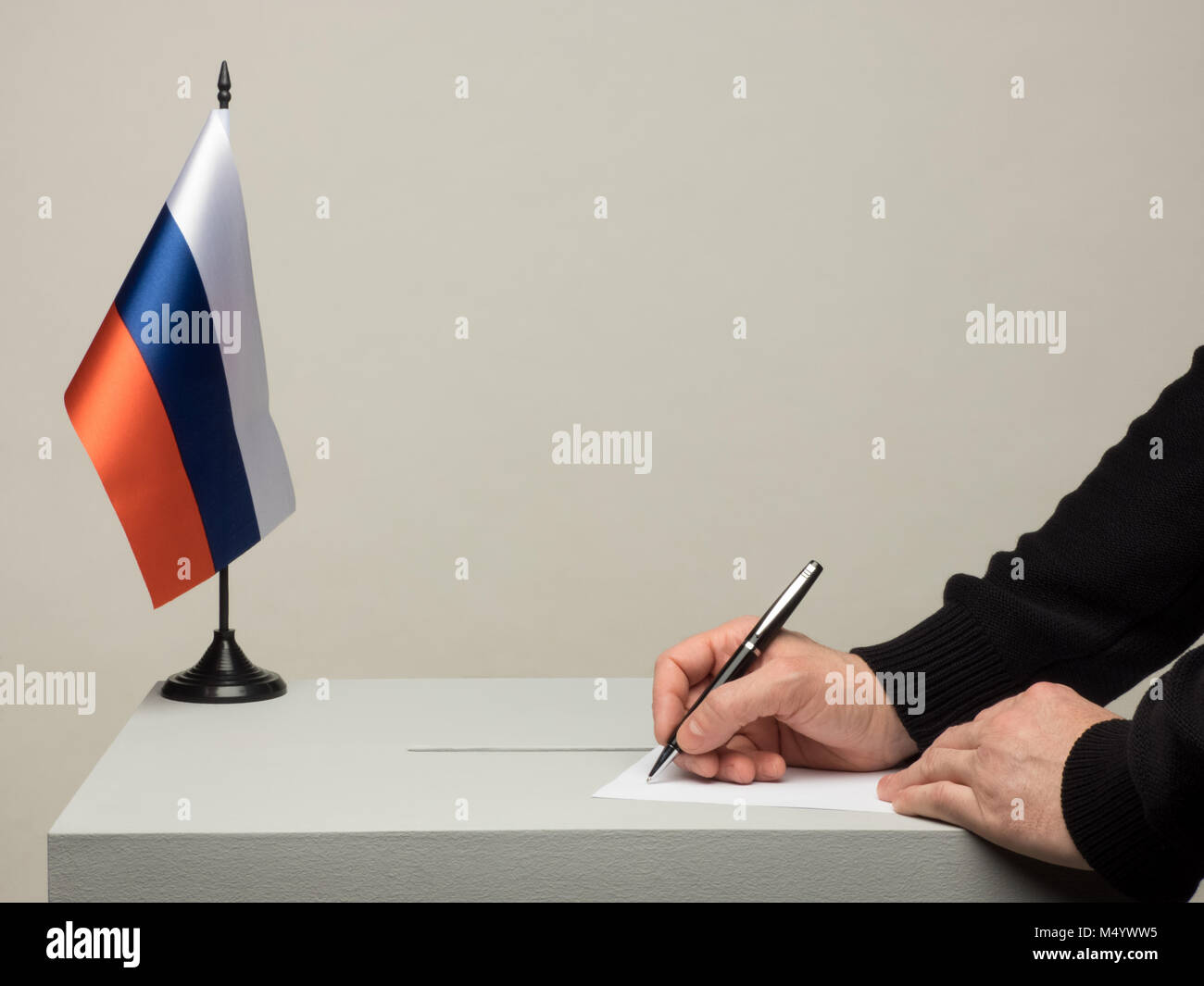 Ballot box with national flag of Russia. Presidential election in 2018 ...