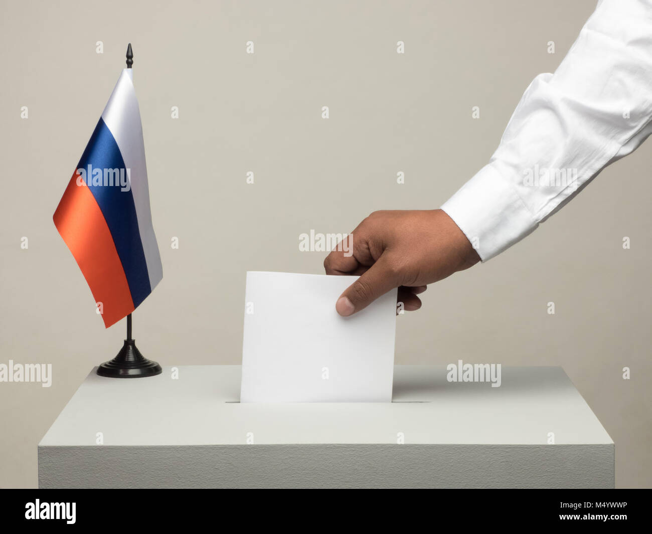 Ballot box with national flag of Russia. Presidential election in 2018 ...