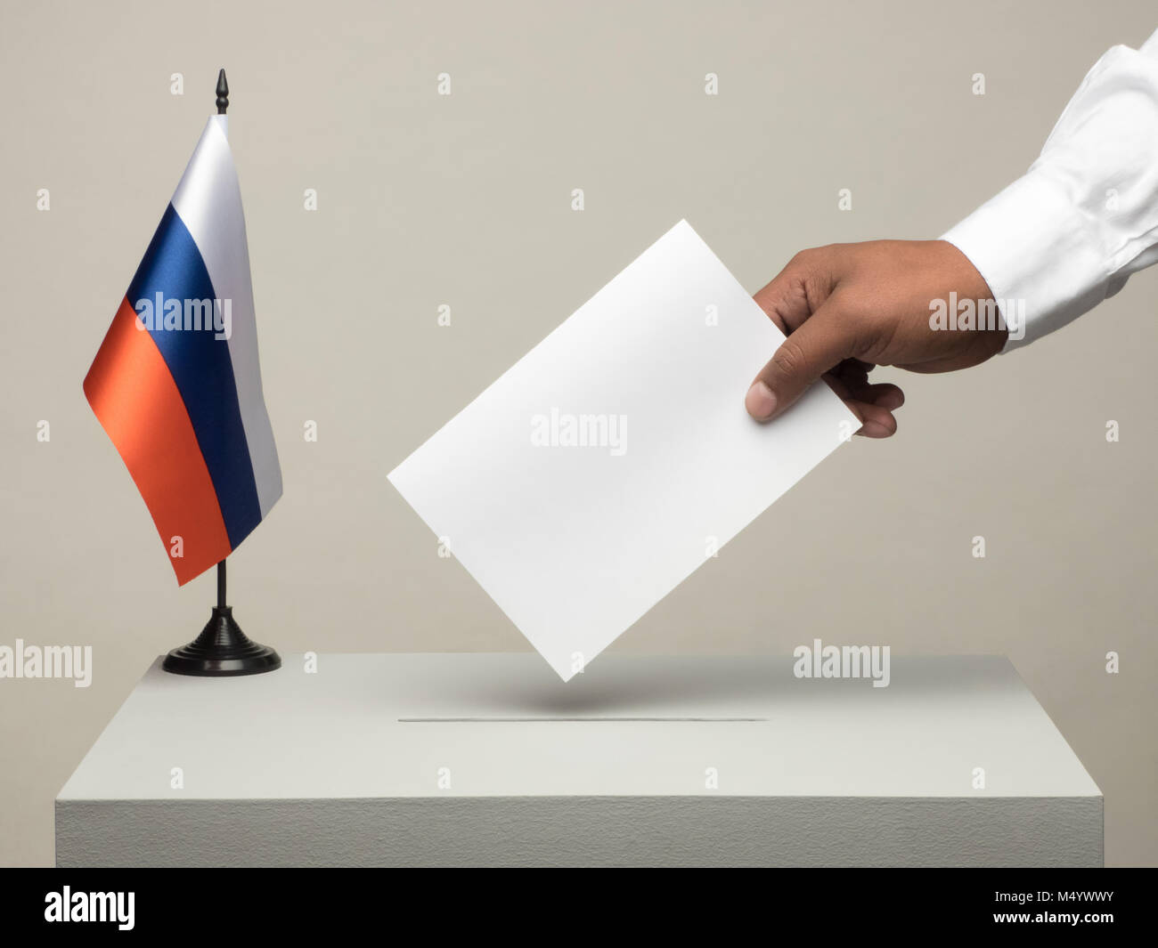 Ballot box with national flag of Russia. Presidential election in 2018 ...