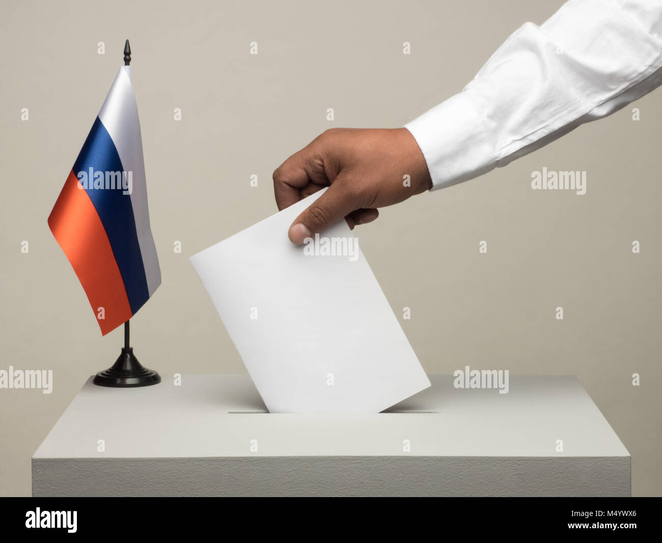 Ballot box with national flag of Russia. Presidential election in 2018 ...