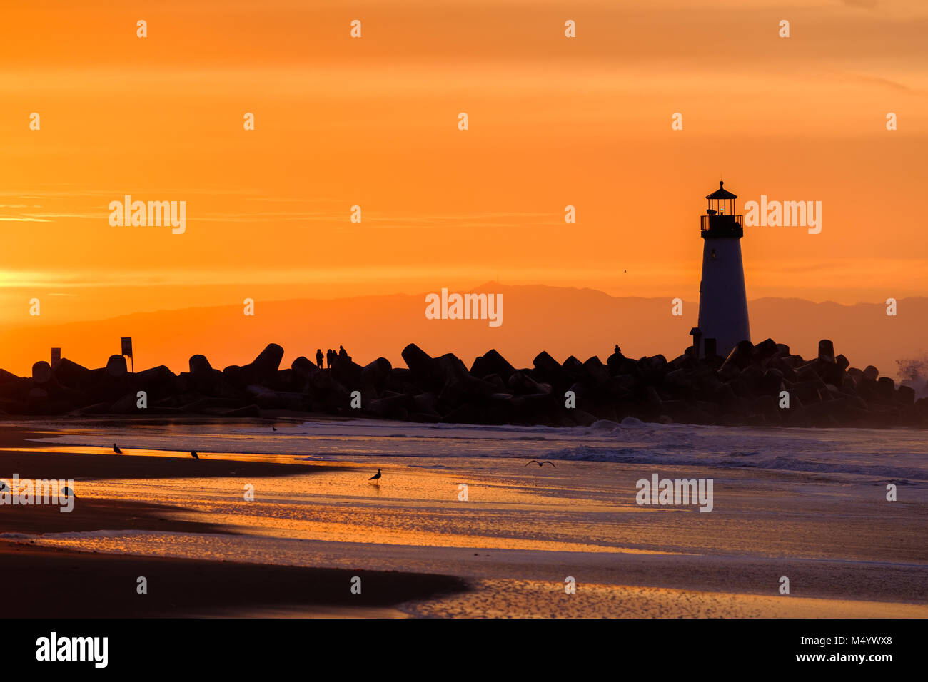 Santa Cruz Breakwater Light (Walton Lighthouse) at sunrise Stock Photo ...