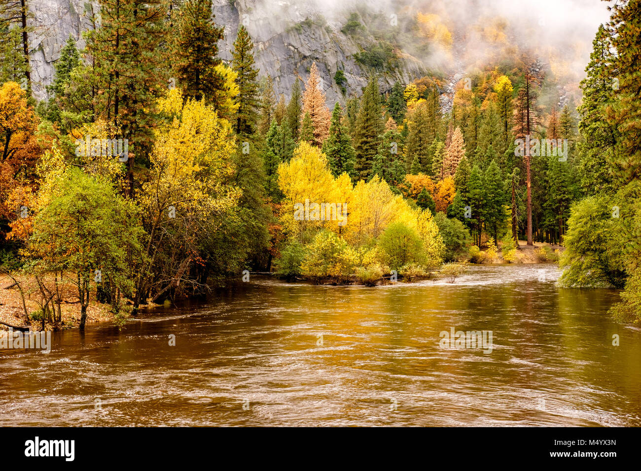 Yosemite National Park Valley and Merced River at autumn Stock Photo ...