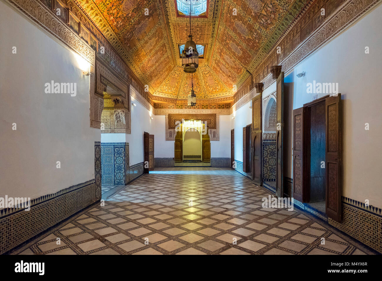 Illuminated corridor of bahia palace hi-res stock photography and ...