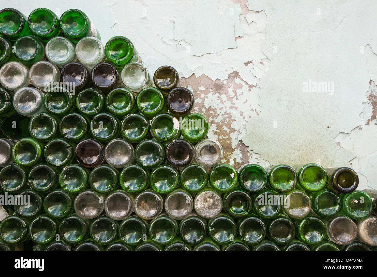 Bottom of the bottle texture. Glass,Dirty empty wine bottles close-up ...