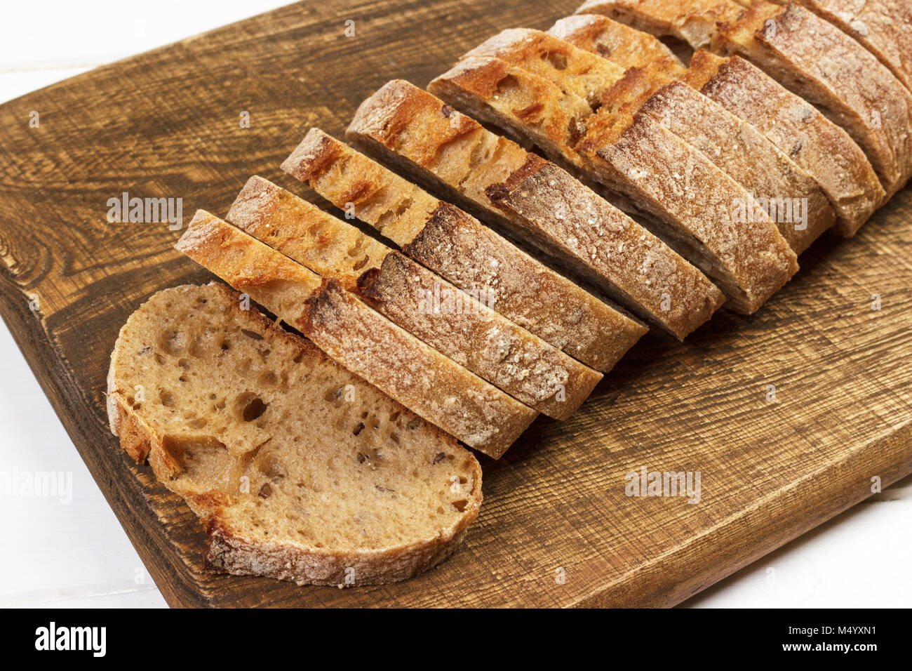 fragrant crispy slices of rye bread on white background Stock Photo - Alamy