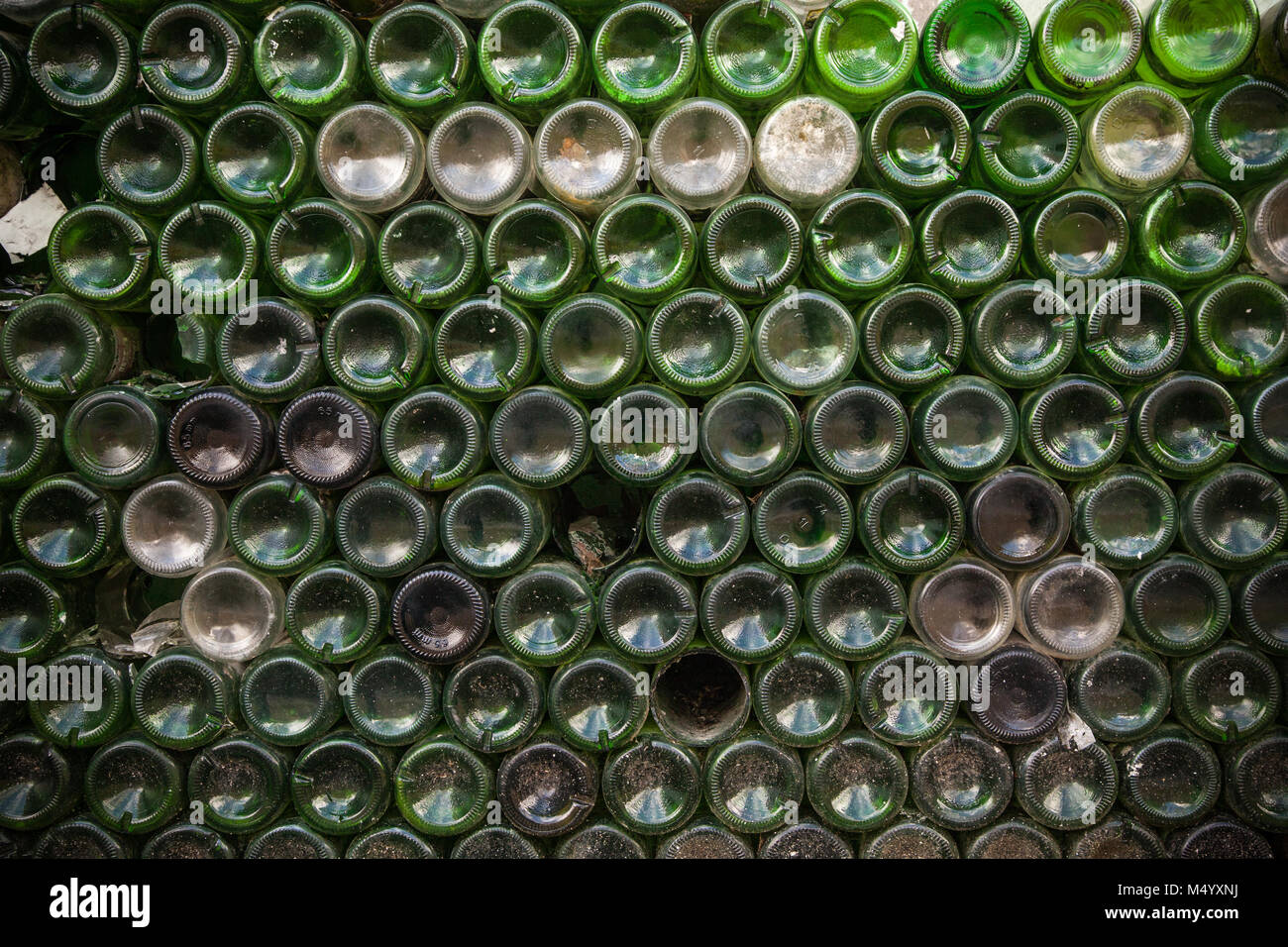 Bottom of the bottle texture. Glass,Dirty empty wine bottles close-up ...