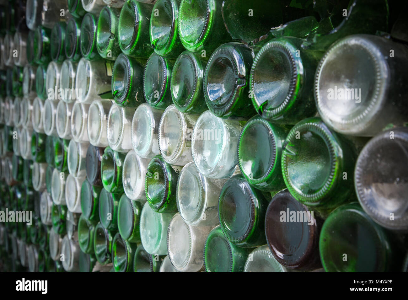 Bottom of the bottle texture. Glass,Dirty empty wine bottles close-up ...