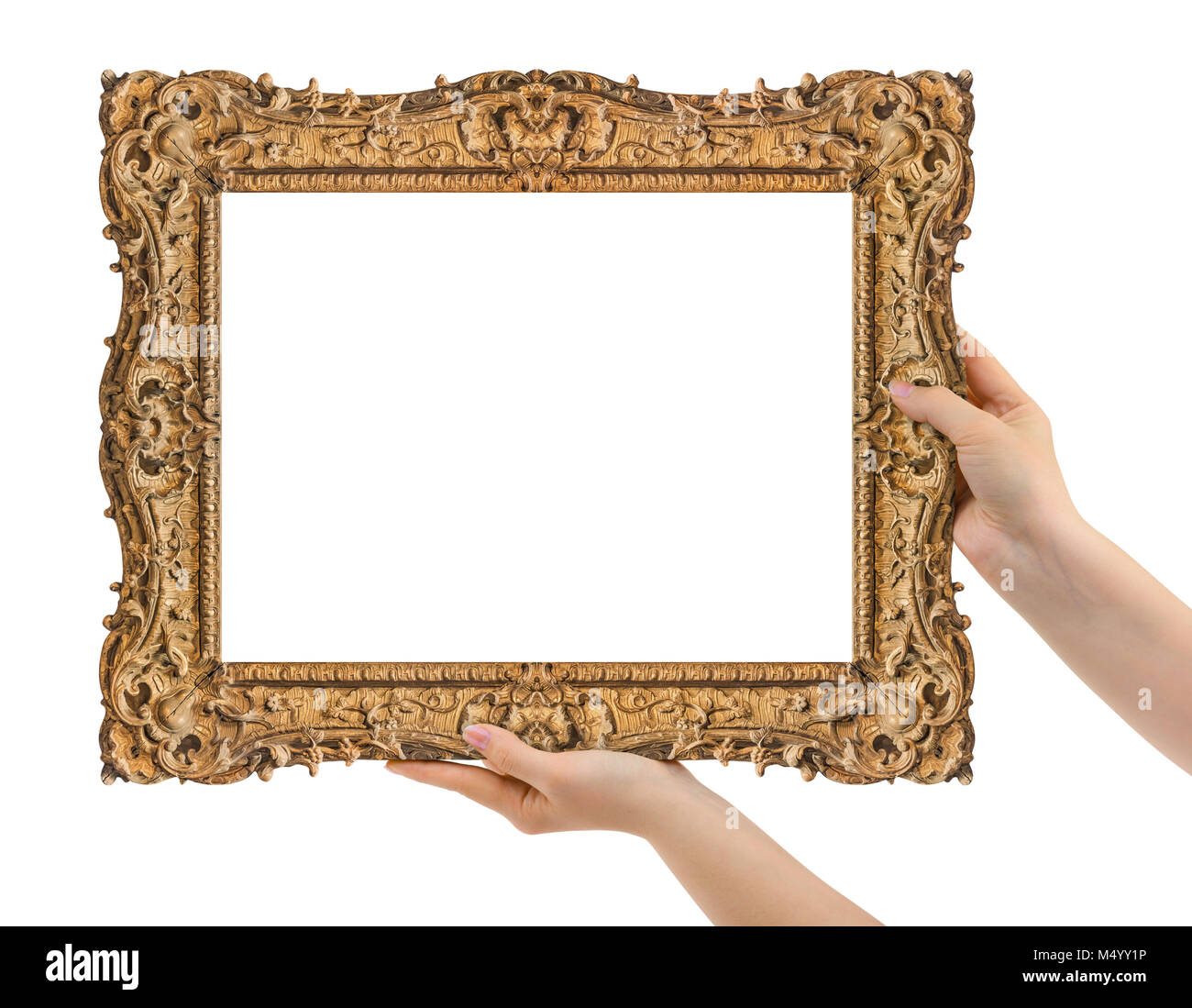 Wooden picture frame in hands Stock Photo - Alamy