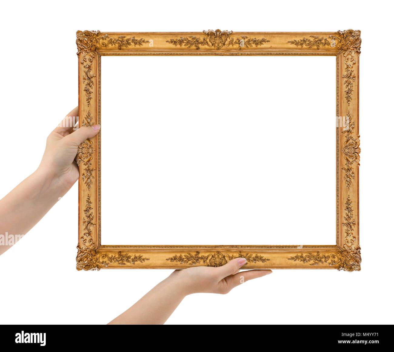 Wooden picture frame in hands Stock Photo - Alamy