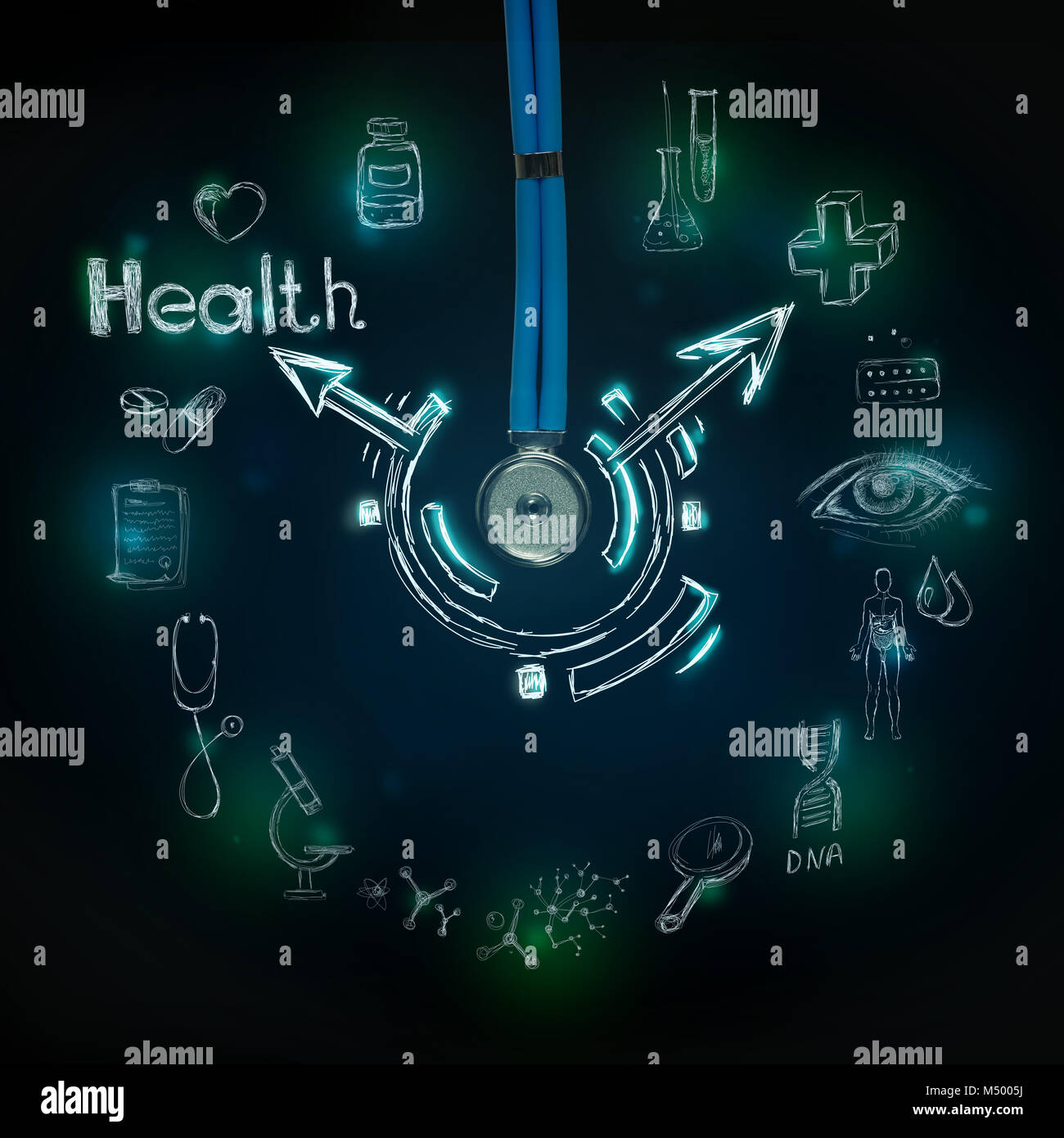 Medical background with many different symbols and icons Stock Photo ...