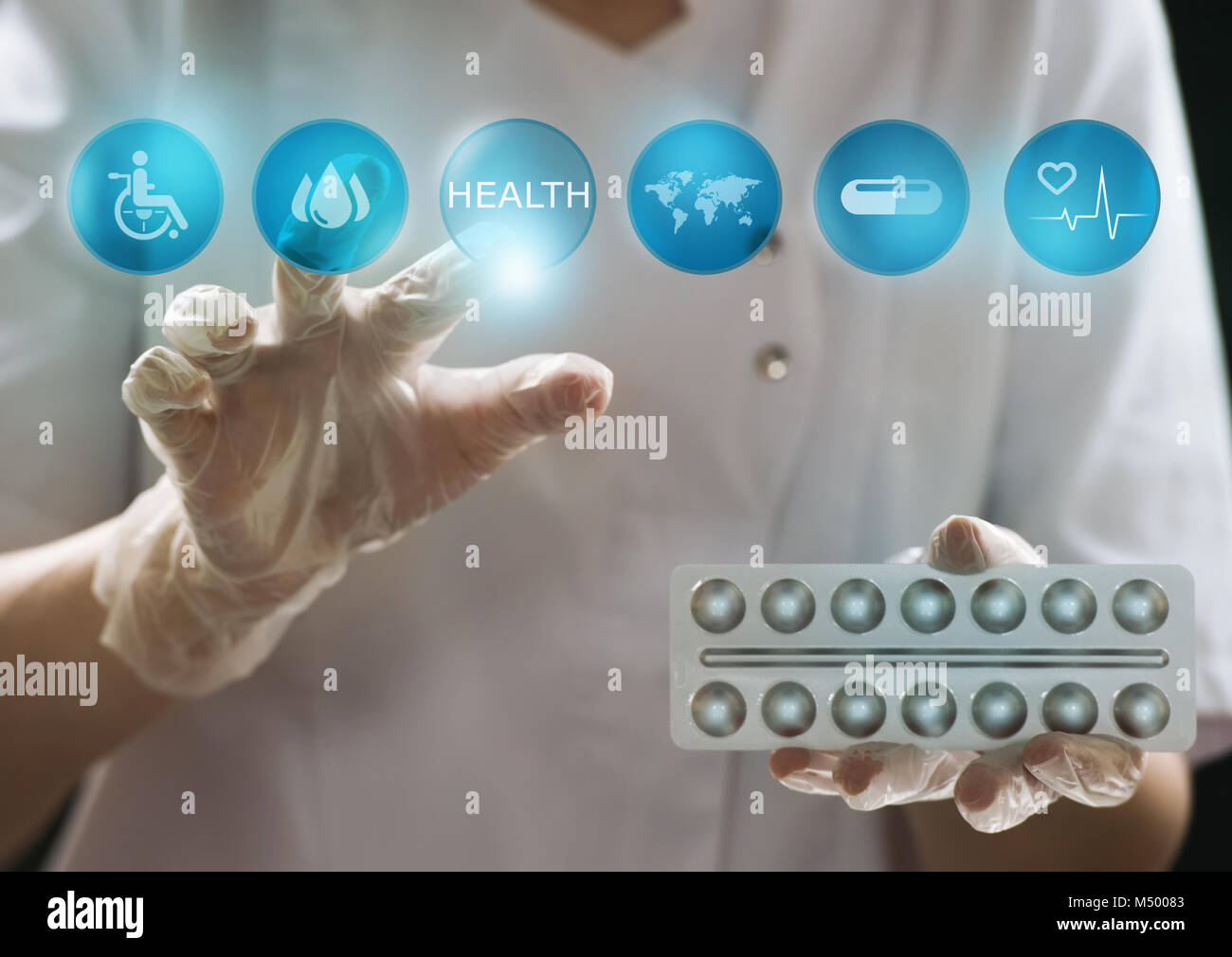 Medicine doctor working with modern computer interface as medical ...