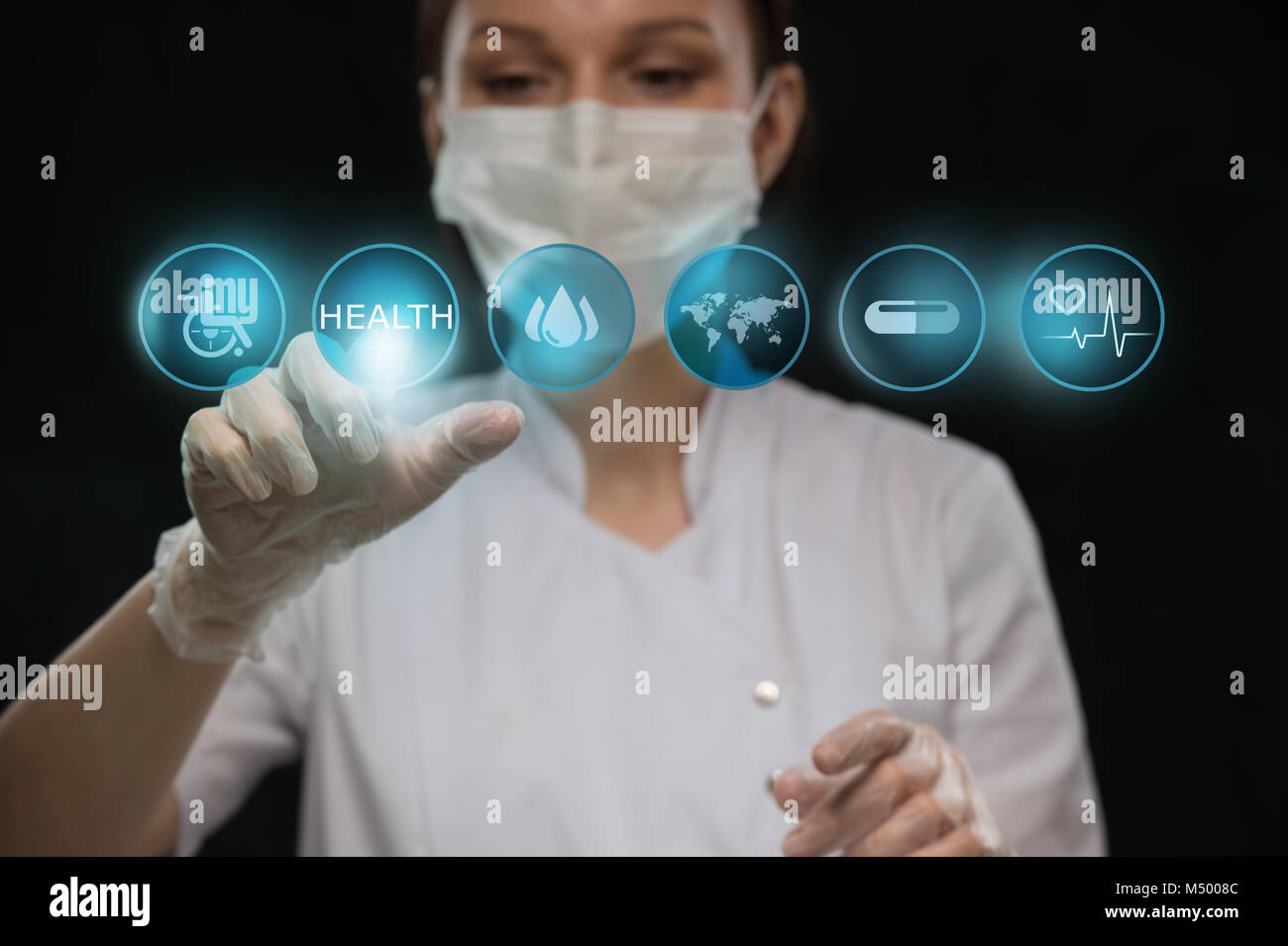 Medicine doctor working with modern computer interface as medical ...