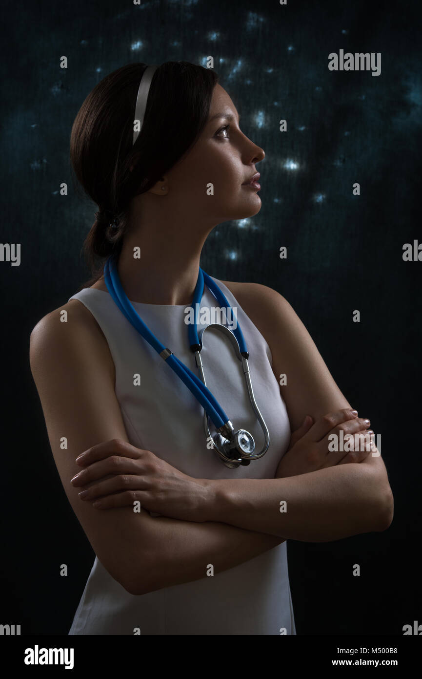 Doctor with stethoscope. Futuristic portrait Stock Photo - Alamy