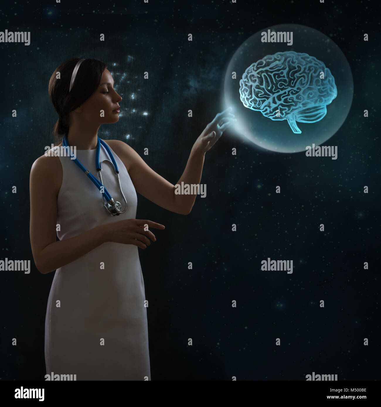 Doctor working with futuristic touch screen interface Stock Photo - Alamy