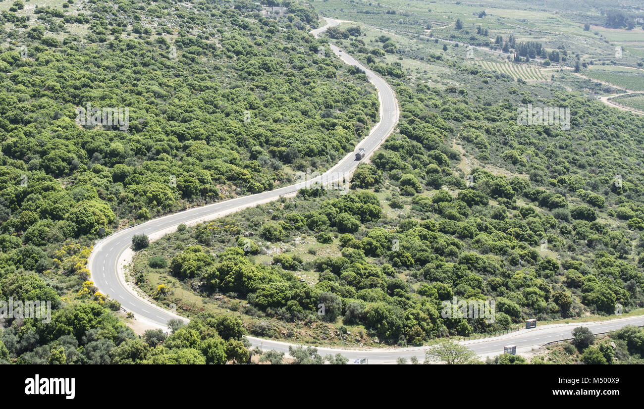 Road on the Golan Heights in Israel Stock Photo - Alamy