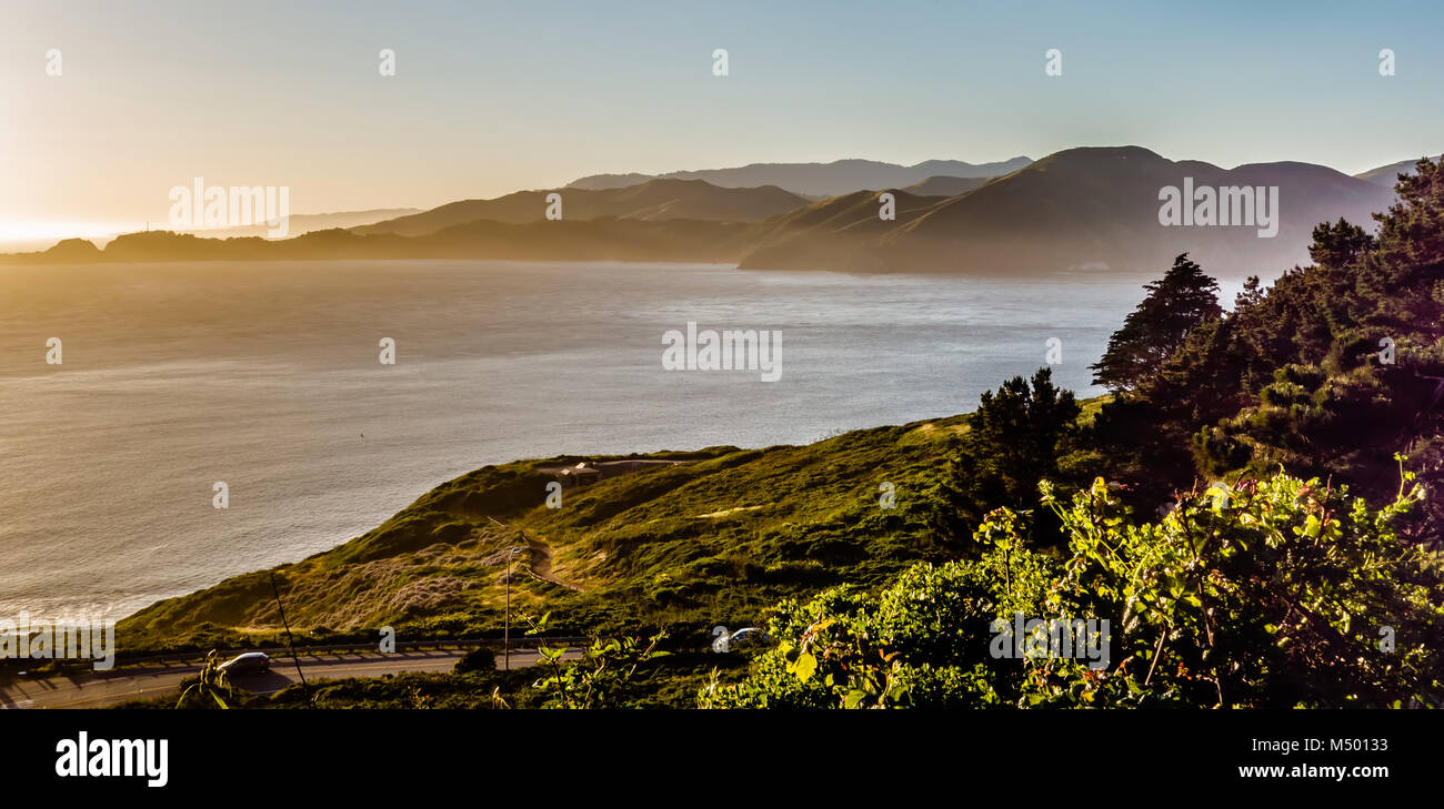 baker beach and golden gate bay at sunset in california Stock Photo - Alamy