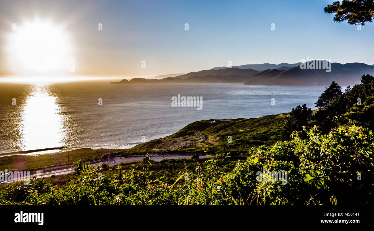 baker beach and golden gate bay at sunset in california Stock Photo - Alamy