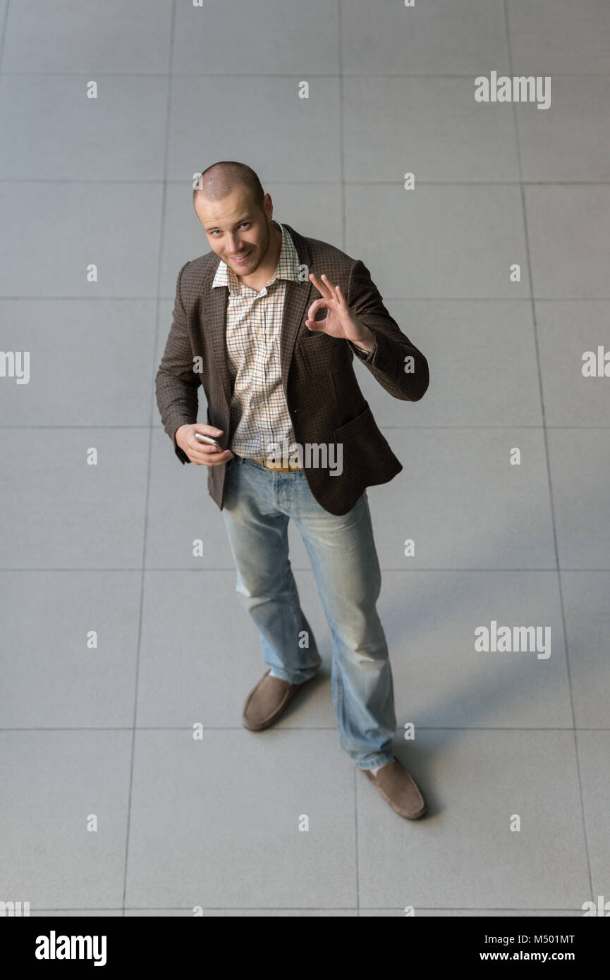 Top view of successful positive businessman Stock Photo - Alamy