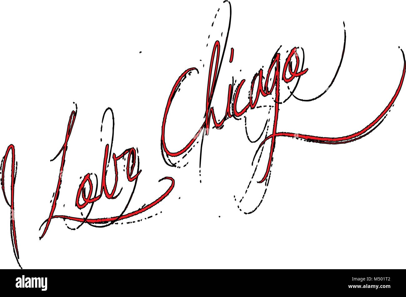 I Love Chicago text sign illustrationon white background Stock Vector ...