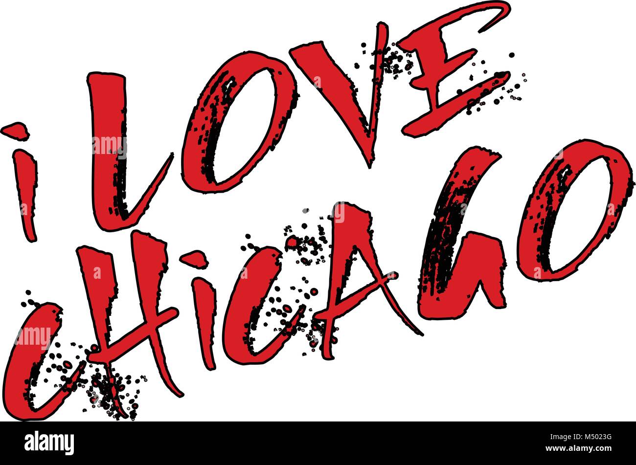 I Love Chicago text sign illustrationon white background Stock Vector ...