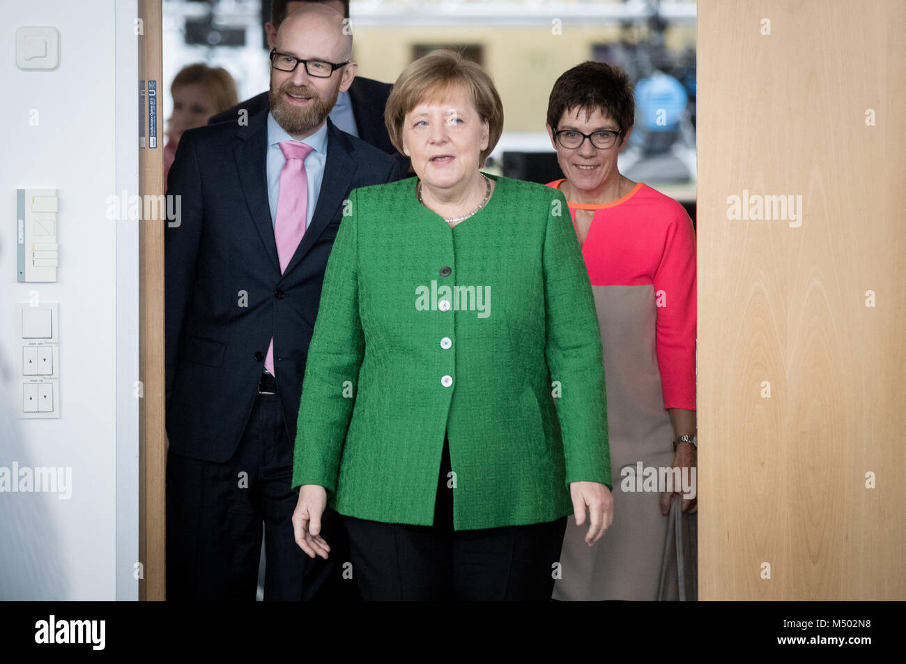 Berlin, Germany. 19th Feb, 2018. German chancellor Angela Merkel ...
