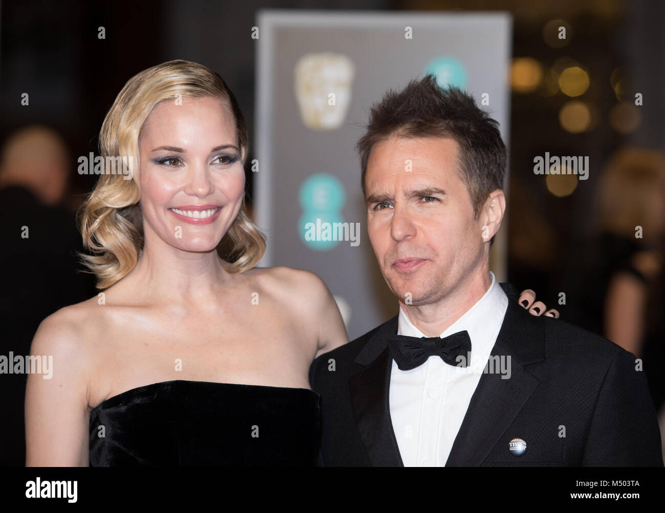 London, UK. 19th Feb, 2018. Sam Rockwell and Leslie Bibb arrive at the ...