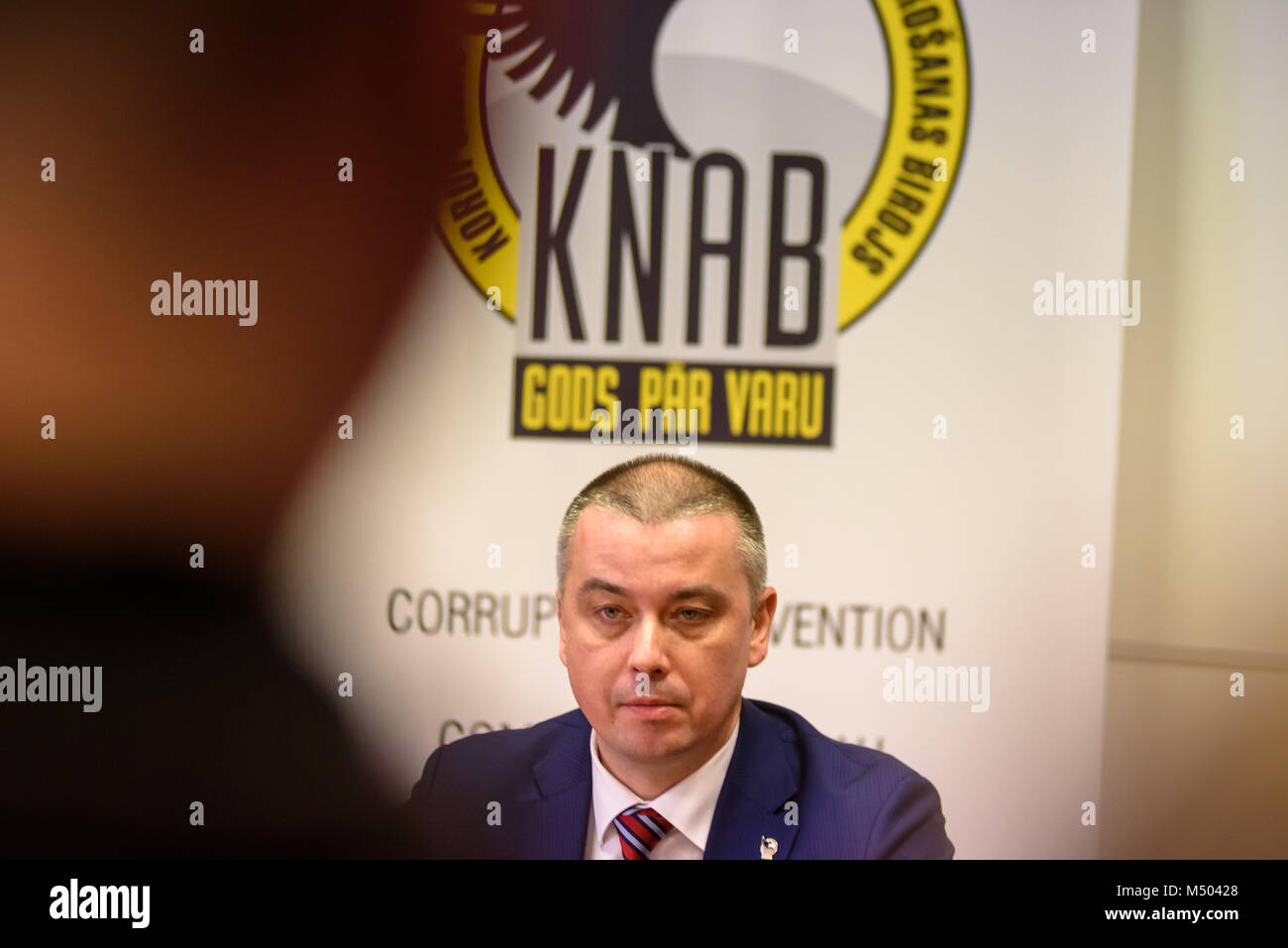 Riga, Latvia. 19th Feb, 2018. Jekabs Straume, Head of The Corruption ...