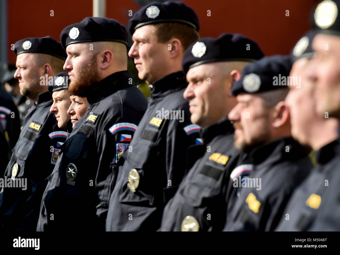Czech police officers are seen during departure of police contingent ...