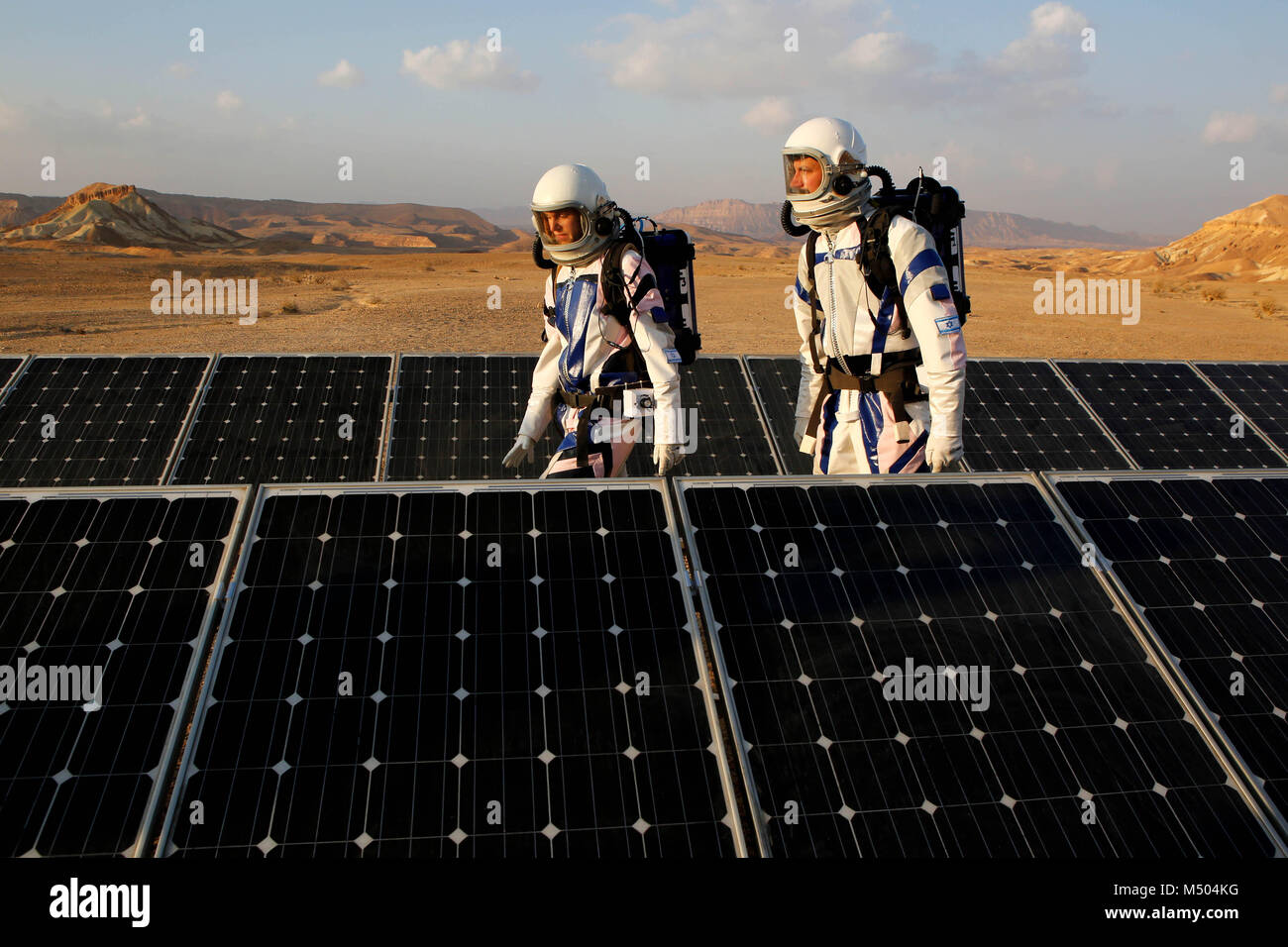 Mitzpe Ramon, Israel. 18th Feb, 2018. Israeli analog astronauts take ...