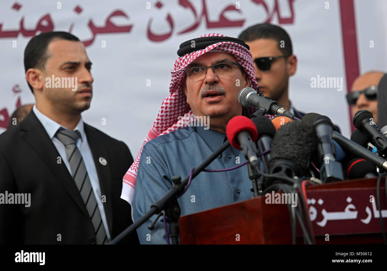 Gaza City, Gaza Strip, Palestinian Territory. 19th Feb, 2018. Qatar's ...