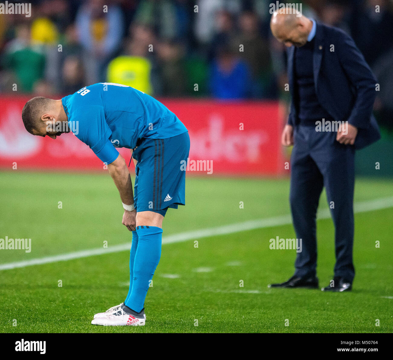 Seville, Spain. 19th Feb, 2018. Karim Benzema and Zinedine Zidane ...