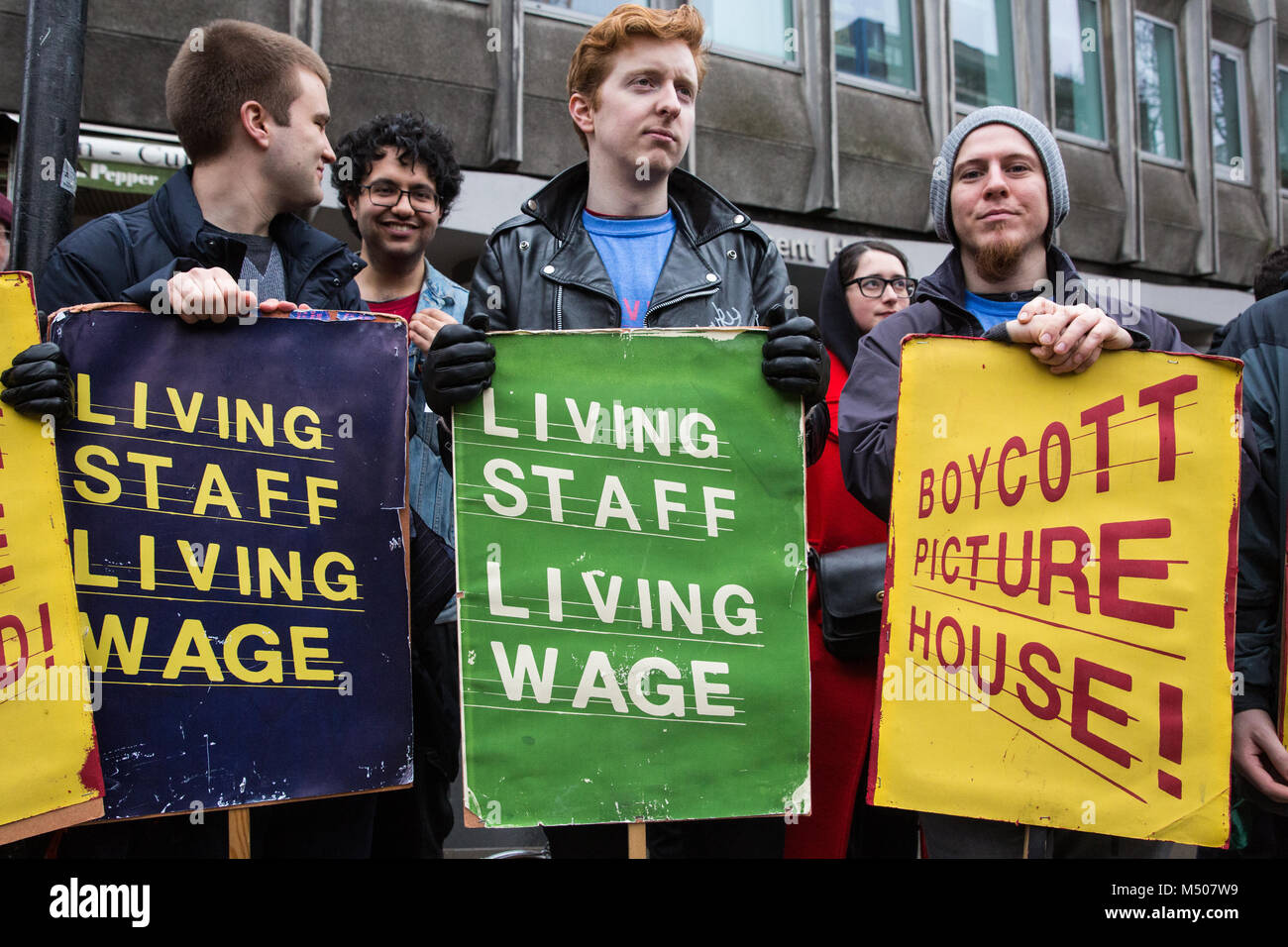 London, UK. 19th February, 2018. Cinema workers belonging to the BECTU ...