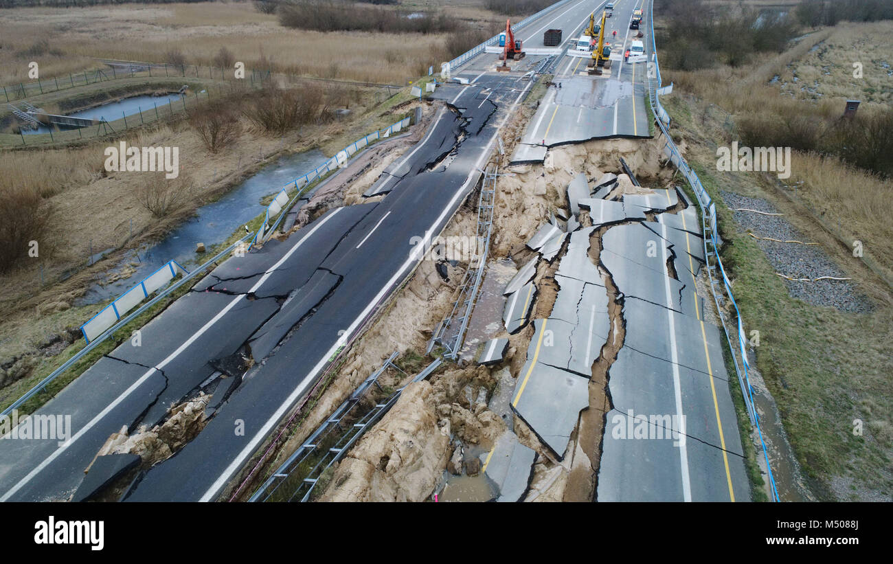 Tribsees, Germany. 19th February, 2018. bulldozers standing in ...