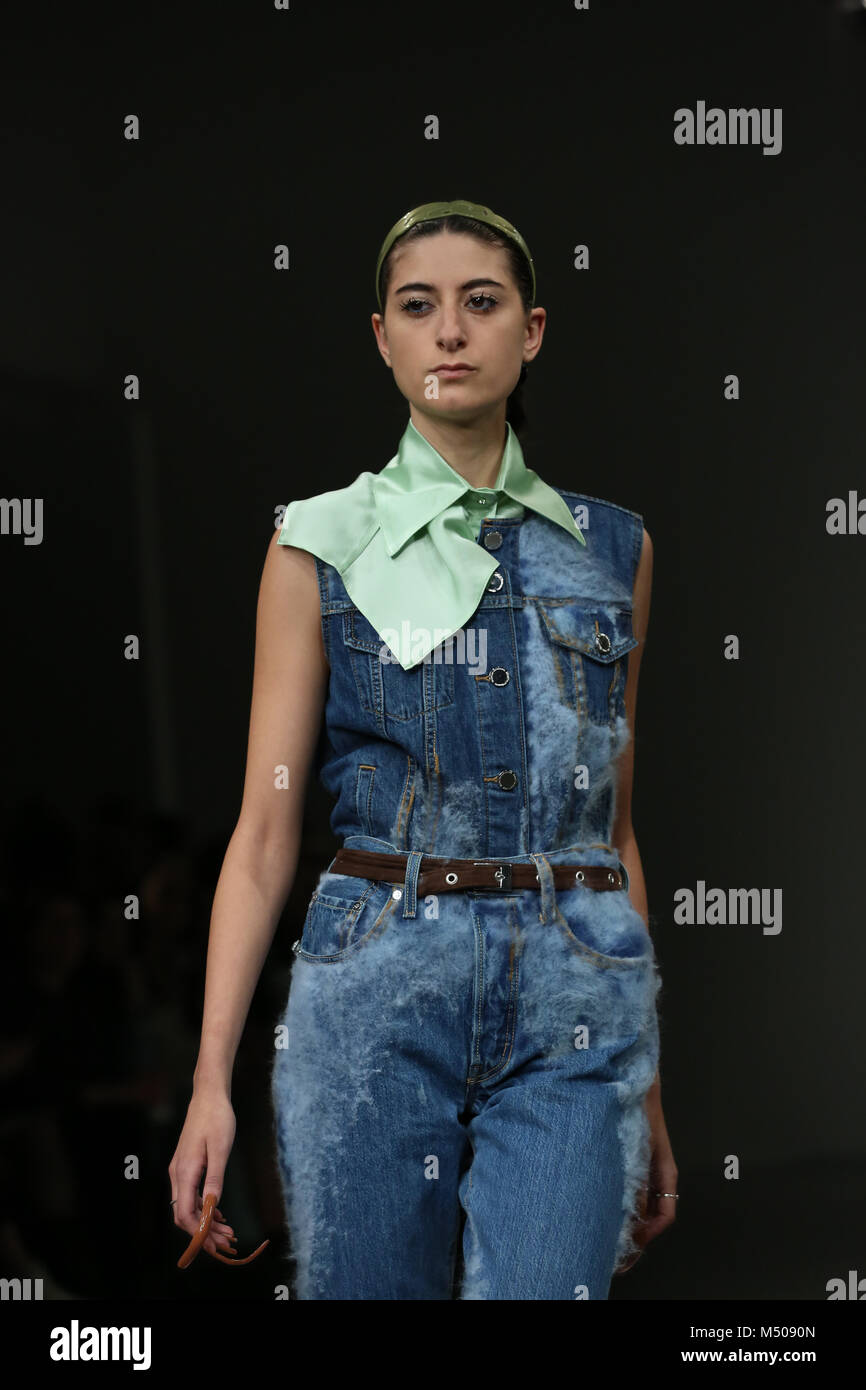 London, UK. 19th February, 2018. A model walk the runway at the ...