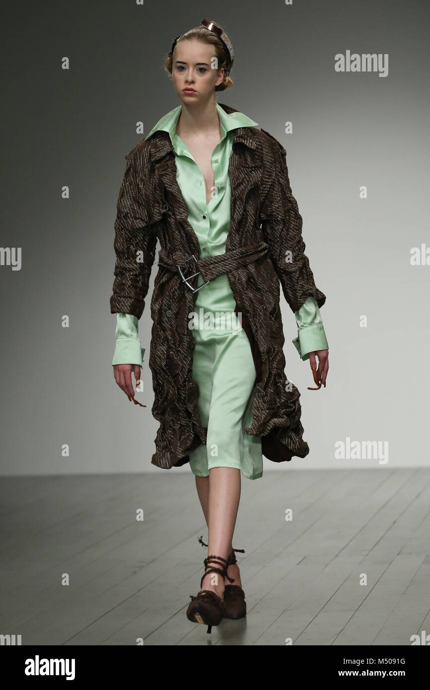 London, UK. 19th February, 2018. A model walk the runway at the ...