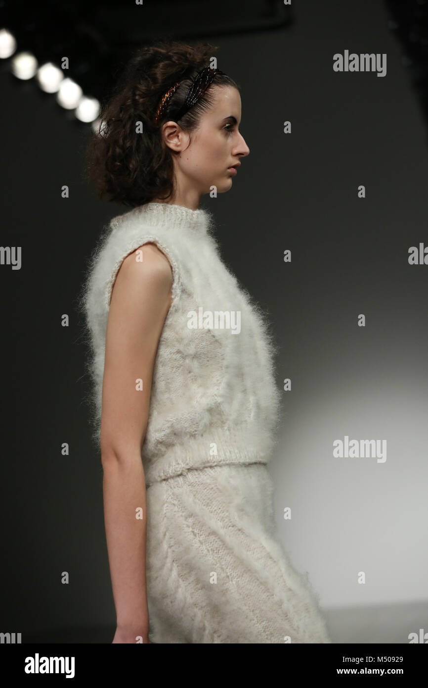 London, UK. 19th February, 2018. A model walk the runway at the ...