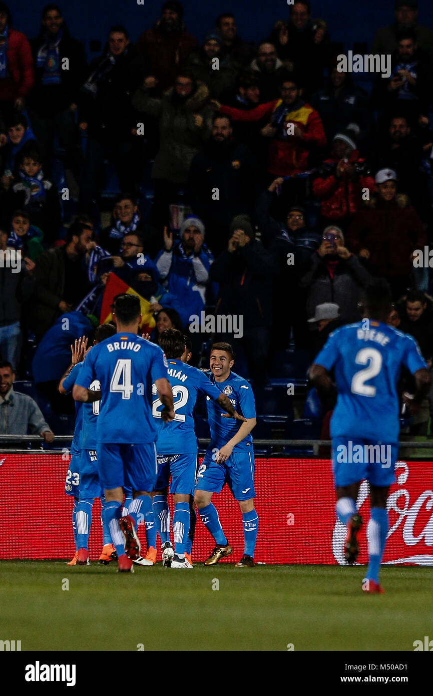 Angel Rodriguez (Getafe CF) celebrates his goal which made it (1, 0) La ...