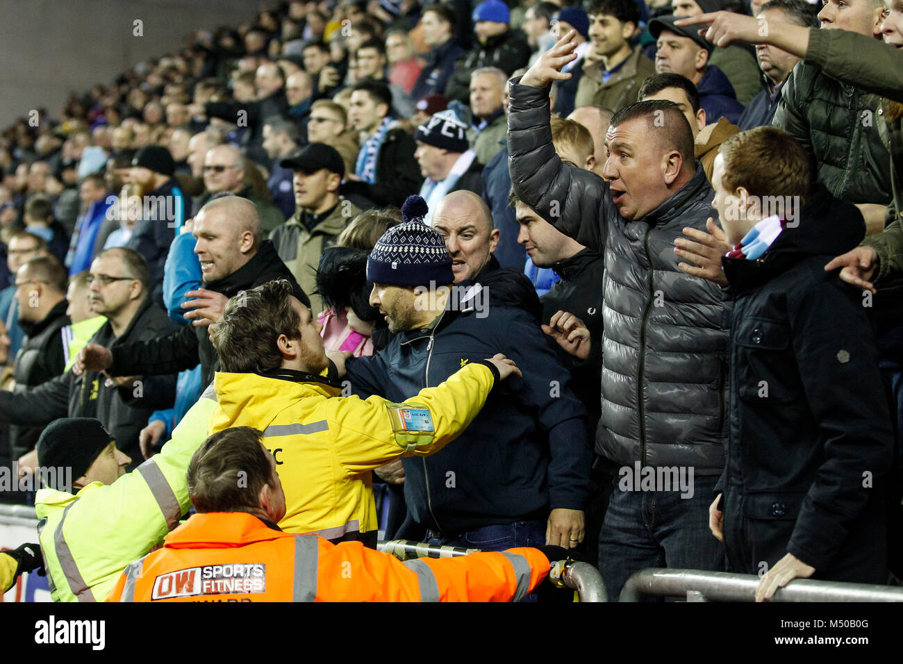 Crowd trouble after the FA Cup Fifth Round match between Wigan Athletic ...