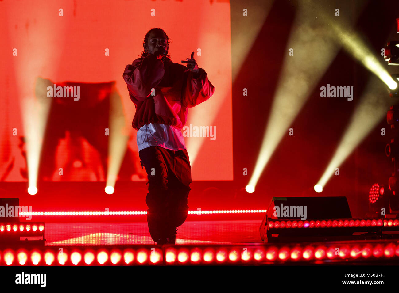 Los Angeles, CA, USA. 16th Feb, 2018. Artist Kendrick Lamar performs at ...
