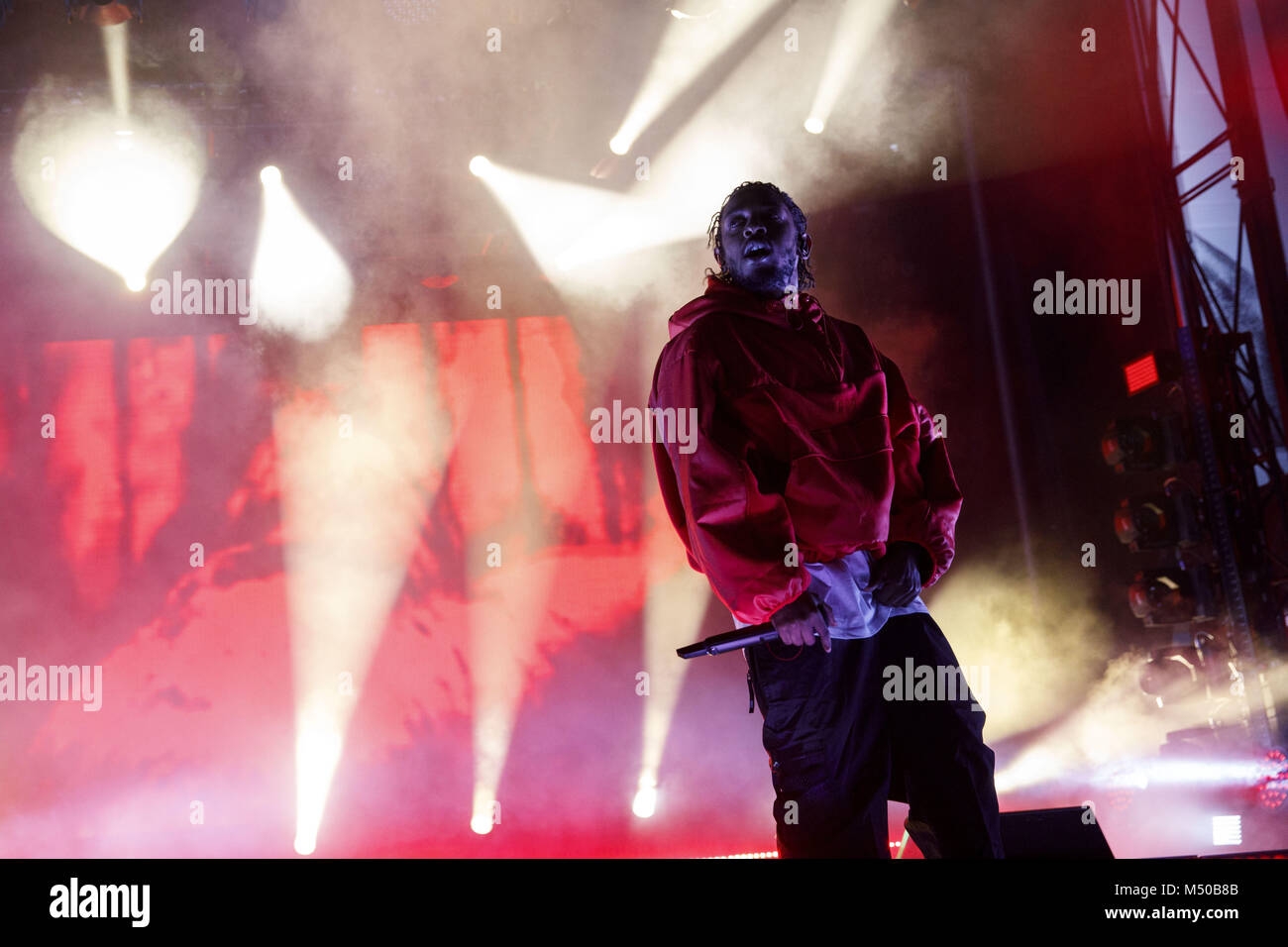 Los Angeles, CA, USA. 16th Feb, 2018. Artist Kendrick Lamar performs at ...