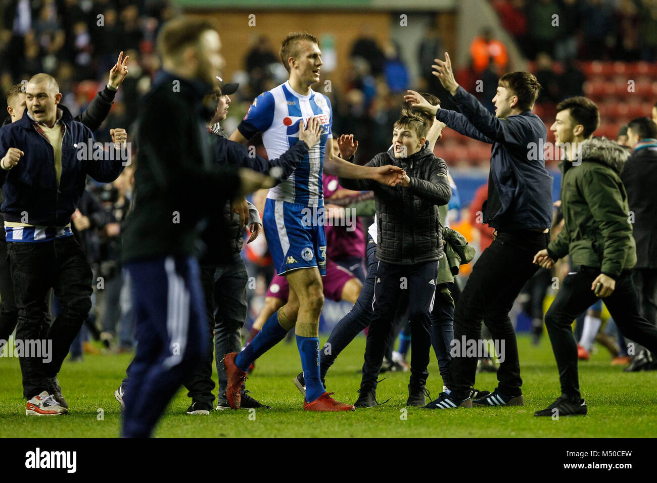 Dan Burn of Wigan Athletic celebrates after the FA Cup Fifth Round ...